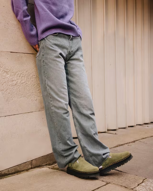 ZEBZAG SUEDE OLIVE CASUAL SLINGBACK PLATFORM MULES